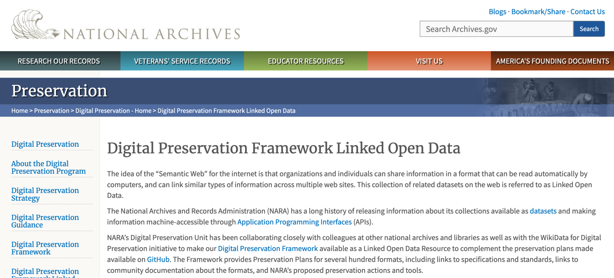 NARA’s Digital Preservation Framework Goes Live as Linked Open Dataset ...
